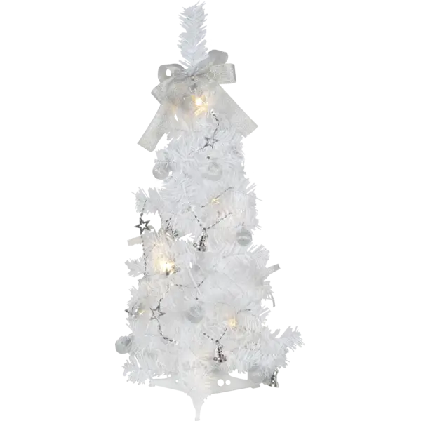 Mini Jólatræ v/pynt 10-ljós & timer hvítt – Vøruhúsið